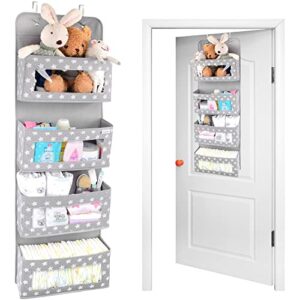 vesta baby over the door hanging organizer - unisex space-saving 4-pocket storage solution for closet, children's room, nursery - clear-window caddy - 2 utility pockets for small items and accessories