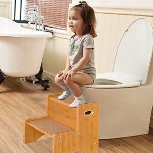 Step Stools for Kids, Non-Slip Wood Step Stool for Toddlers, Kids Step Stool, Toddler Step Stool, Child Potty Training Toilet Stool, Wood Step Stool for Bathroom Kitchen Bedroom Kid's Furniture