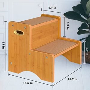 Step Stools for Kids, Non-Slip Wood Step Stool for Toddlers, Kids Step Stool, Toddler Step Stool, Child Potty Training Toilet Stool, Wood Step Stool for Bathroom Kitchen Bedroom Kid's Furniture