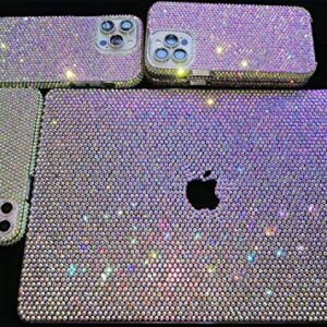 Teazgopx Bling Rhinestone MacBook Air 13 inch Case 2022 2021 2020 2019 2018 Release M1 A2337 A2179 A1932 Touch ID,3D Glitter Sparkle Diamond Case Fashion Luxury Shiny Crystal Hard Shell for Women Girl