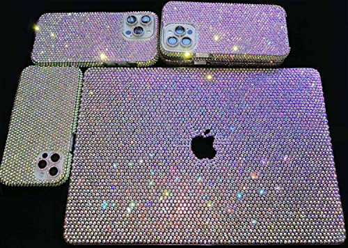 Teazgopx Bling Rhinestone MacBook Air 13 inch Case 2022 2021 2020 2019 2018 Release M1 A2337 A2179 A1932 Touch ID,3D Glitter Sparkle Diamond Case Fashion Luxury Shiny Crystal Hard Shell for Women Girl