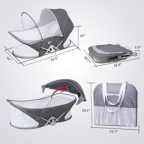 Beberoad Love Baby Travel Bassinet Portable Bassinet-Folding Portable Baby Bed Baby Bassinet in Bed Mini Travel Crib Infant Travel Bed with Mosquito Net and Canopy Lightweight Washable Foldable