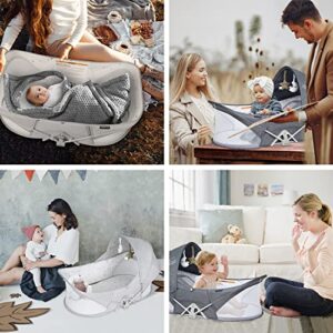 Beberoad Love Baby Travel Bassinet Portable Bassinet-Folding Portable Baby Bed Baby Bassinet in Bed Mini Travel Crib Infant Travel Bed with Mosquito Net and Canopy Lightweight Washable Foldable