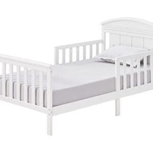 Oxford Baby Baldwin Wood Frame Toddler Bed with Guardrails and Arched -Headboard, Snow White