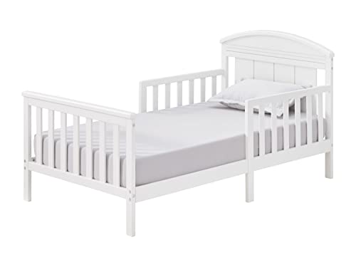 Oxford Baby Baldwin Wood Frame Toddler Bed with Guardrails and Arched -Headboard, Snow White