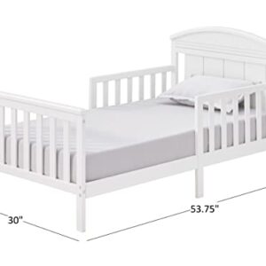 Oxford Baby Baldwin Wood Frame Toddler Bed with Guardrails and Arched -Headboard, Snow White