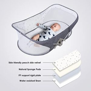 Beberoad Love Baby Travel Bassinet Portable Bassinet-Folding Portable Baby Bed Baby Bassinet in Bed Mini Travel Crib Infant Travel Bed with Mosquito Net and Canopy Lightweight Washable Foldable