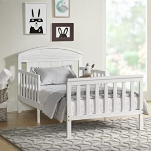 Oxford Baby Baldwin Wood Frame Toddler Bed with Guardrails and Arched -Headboard, Snow White