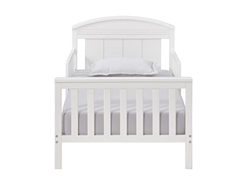 Oxford Baby Baldwin Wood Frame Toddler Bed with Guardrails and Arched -Headboard, Snow White