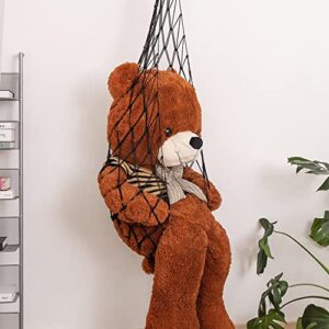 Novel Stuffed Animal Net or Hammock Macrame Plush Toy Display- One Hook Only! Convenient for Corners, Walls and Ceiling Hanging Net, Stuff Animal Storage for Kid Room Bedroom Playroom-Black