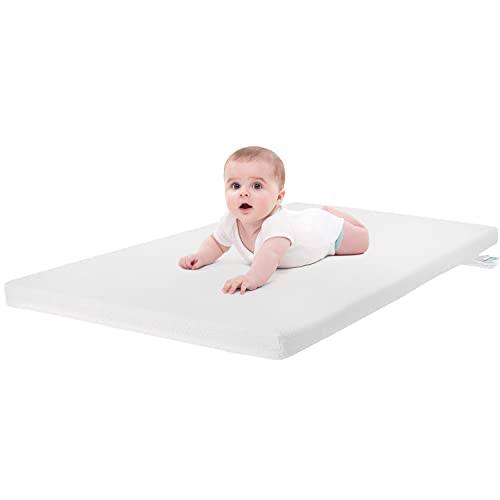 Crib Mattress Topper, Ferlizer 2.25 Inch Memory Foam Crib Mattress Topper with 100% Waterproof Bamboo Cover for Crib and Toddler Bed