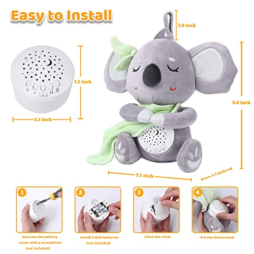 Baby Soother, Portable Sound Machine Baby with Projector, Night Light, 15 Lullabies, Baby White Noise Machine for Cribs Travel Newborns, Auto-Off & Volume Control, Baby Shower Gifts Infants Girls Boys