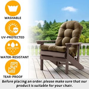 FILUXE Adirondack & Rocking Chair Cushion, High Back Patio Cushions - Waterproof Solid Tufted Pillow, Indoor/Outdoor Pads with Ties, Fade-Resistant & Seasonal All Weather Replacement (Cappuccino, 1)