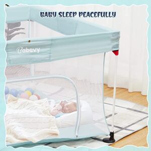 Babevy Foldable Baby Playpen Portable Baby Fence Play Yard for Babies and Toddlers with Gate, Indoor & Outdoor (Green)