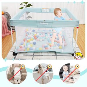 Babevy Foldable Baby Playpen Portable Baby Fence Play Yard for Babies and Toddlers with Gate, Indoor & Outdoor (Green)