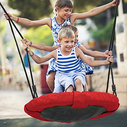 Display4top Spider Web Swing, 24" Kids Tree Swing Platform with 60" Detachable Nylon Ropes, Max 400 Lbs, Great for Park Backyard Playground Outdoor, Fun for Kids(Red)