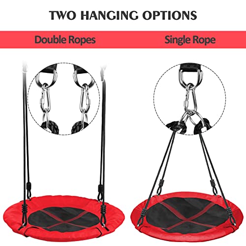 Display4top Spider Web Swing, 24" Kids Tree Swing Platform with 60" Detachable Nylon Ropes, Max 400 Lbs, Great for Park Backyard Playground Outdoor, Fun for Kids(Red)