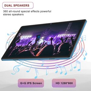 Oangcc 10.1" Android 11 Tablet, 2 in 1 Tablet 4GB RAM 64GB ROM (Up to 128G) Dual Camera Computer Tablet PC with Bluetooth Keyboard | Wireless Mouse | Stylus | Case | and More - Blue