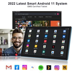 Oangcc 10.1" Android 11 Tablet, 2 in 1 Tablet 4GB RAM 64GB ROM (Up to 128G) Dual Camera Computer Tablet PC with Bluetooth Keyboard | Wireless Mouse | Stylus | Case | and More - Blue