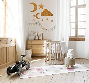 Boho nursery bedroom wall decor, Set of 4, Handmade, Bamboo Rattan, Boho Cloud, Moon, Stars Wall Decor, Nursery Decor, Kids Bedroom, Playroom