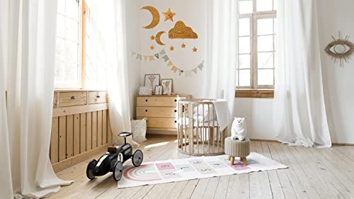 Boho nursery bedroom wall decor, Set of 4, Handmade, Bamboo Rattan, Boho Cloud, Moon, Stars Wall Decor, Nursery Decor, Kids Bedroom, Playroom