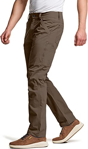 CQR CLSX Men's Cool Dry Tactical Pants, Water Resistant Outdoor Pants, Lightweight Stretch Cargo/Straight Work Hiking Pants, Sedona Pants Tundra, 38W x 32L