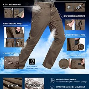 CQR CLSX Men's Cool Dry Tactical Pants, Water Resistant Outdoor Pants, Lightweight Stretch Cargo/Straight Work Hiking Pants, Sedona Pants Tundra, 38W x 32L