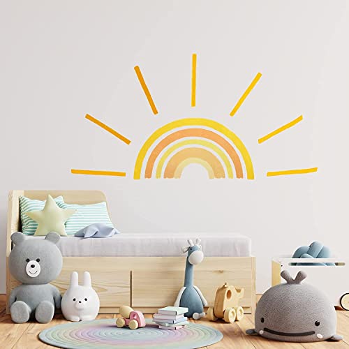 79.9X 42.1 Inch Boho Rainbow Wall Decals Removable Rainbow Wall Sticker Wall Art Vinyl Peel and Stick Rainbow Decals for Girls Kids Bedroom Nursery Playroom Decor