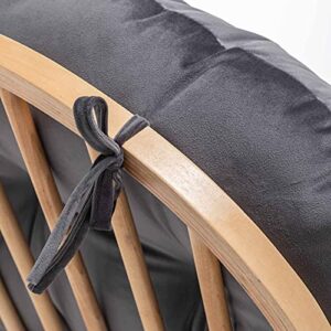 Paddie Dark Grey Massage Glider Rocker Replacement Cushions with Storage Velvet Washable Non Slip for Glider Rocking Chair, 5PCS