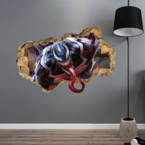 venom wall decals realistic 3d superhero venom wall stickers, self-adhesive vinyl mural for nursery kids bedroom living room playroom wall decor(15.7 x 23.6 in）