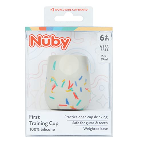 Nuby Silicone Confetti/Sprinkles First Open Training Cup for Baby - 2oz, 6+ Months