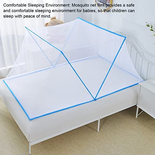 Mosquito Net Tent, Portable Foldable Easy to Store Bed Net Tent for Kids for Travel (Blue)