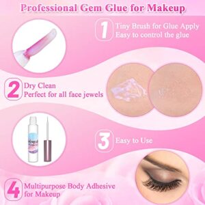 Face Makeup Glue for Rhinestones, Shynek Cosmetic Face Glitter Glue Long Lasting Waterproof Face Glue Adhesive for Eye Jewels Face Gems Rhinestone Chunky Body Glitter