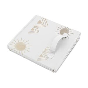 Sweet Jojo Designs Boho Desert Sun Taupe Set of 2 Foldable Fabric Storage Cube Bins Boxes Organizer Toys Neutral Tan Beige Ivory Gold Off White Bohemian Mountain Nature Outdoors Geometric Sunshine