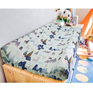 Bassinet Sheet and Changing Pad Cover, Baby Cradle Mattress Sheets, Changing Table Sheet for Boys Girls, Soft Breathable, Mountain