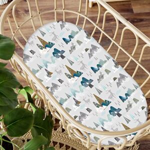 Bassinet Sheet and Changing Pad Cover, Baby Cradle Mattress Sheets, Changing Table Sheet for Boys Girls, Soft Breathable, Mountain