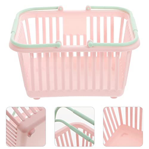 3pcs Small Plastic Shopping Baskets Kids Grocery Baskets with Handles Tiny Organizer Container Bin for Eggs Fruits Veggies Snacks Pink