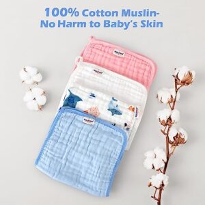 Maliton Muslin Baby Burp Cloths 6 Pack Large 20''x10'' 100% Cotton Burp Rags Absorbent and Soft 6 Layers Muslin Cloth Baby Essentials for Newborn(Zoo Pattern, Pack of 6)