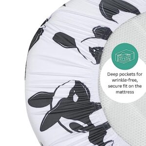 TansyPanda Bassinet Sheets for Halo Bassinest Swivel, Flex, Glide, Premiere and Luxe Series Sleeper, Pack of 3, 33 X 17 Inch, Ultra Soft, Snug Fit, Unisex Boys Girls, Gray White (Ocean Fish Theme)