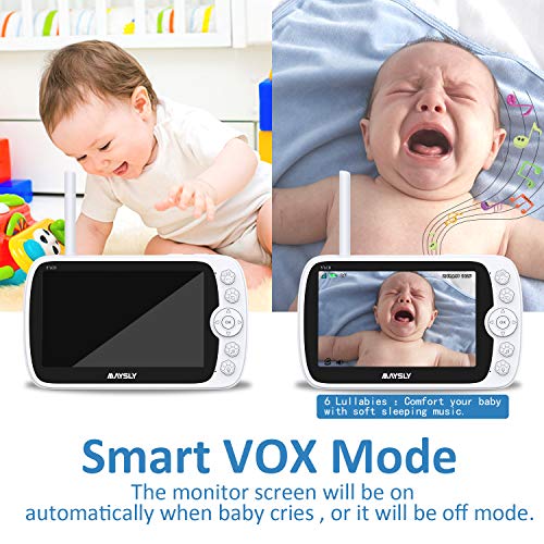 Maysly Video Baby Monitor with Camera and Audio,1080P 5" LCD Screen with Night Vision,Two Way Audio,Temperature Detection,1000ft Range Support Micro SD Card Storage