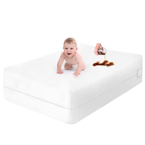 Crib Mattress Protector Waterproof - Zippered Encasement Cover for Baby, Toddler (Crib Size - 28x52x6)