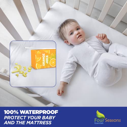 Crib Mattress Protector Waterproof - Zippered Encasement Cover for Baby, Toddler (Crib Size - 28x52x6)