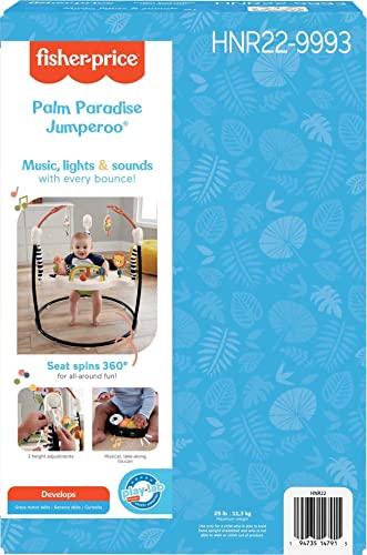 Fisher-Price Baby Bouncer Palm Paradise Jumperoo Activity Center With Music Lights Sounds And Developmental Toys