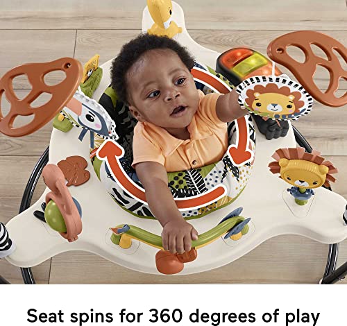 Fisher-Price Baby Bouncer Palm Paradise Jumperoo Activity Center With Music Lights Sounds And Developmental Toys