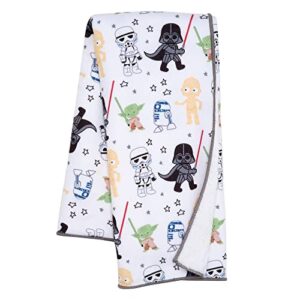 lambs & ivy star wars classic fleece baby blanket - yoda/darth vader/r2-d2/c-3po