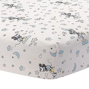 lambs & ivy disney baby moonlight mickey mouse fitted crib sheet - white