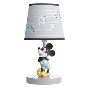 lambs & ivy disney baby moonlight mickey mouse lamp with shade & bulb - gray