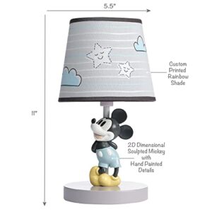 Lambs & Ivy Disney Baby Moonlight Mickey Mouse Lamp with Shade & Bulb - Gray