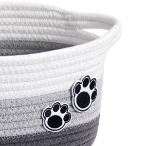 HiChen Small Dog Toy Basket, Cute Woven Basket for Shelves, Decorative Rope Storage Basket for Nursery, Baby Gift Basket for Diapers, 12 x 8 x 5 inches