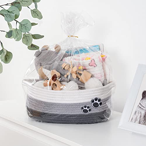 HiChen Small Dog Toy Basket, Cute Woven Basket for Shelves, Decorative Rope Storage Basket for Nursery, Baby Gift Basket for Diapers, 12 x 8 x 5 inches